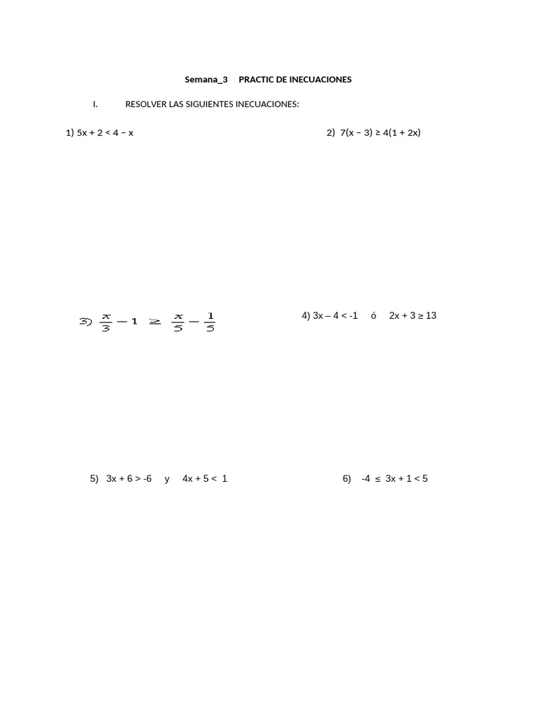Practica de Inecuaciones (3) Mate | PDF