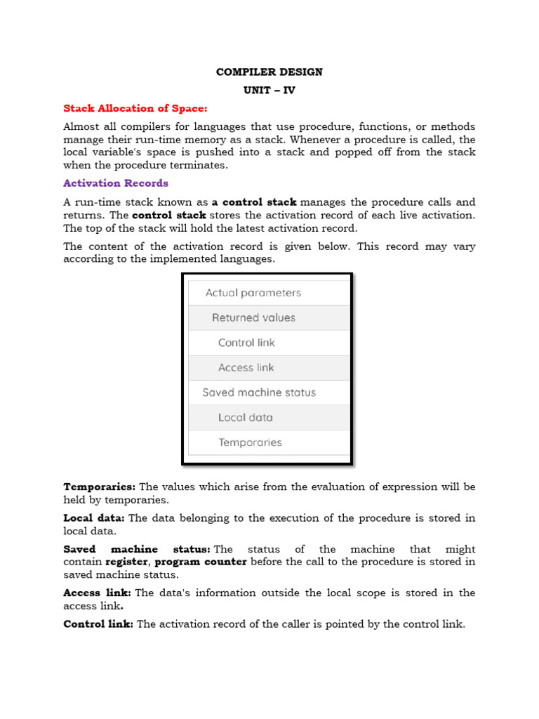 Compiler Design UNIT IV | PDF | Computer Science | Software Development Compiler Design UNIT IV | PDF | Computer Science | Software Development
