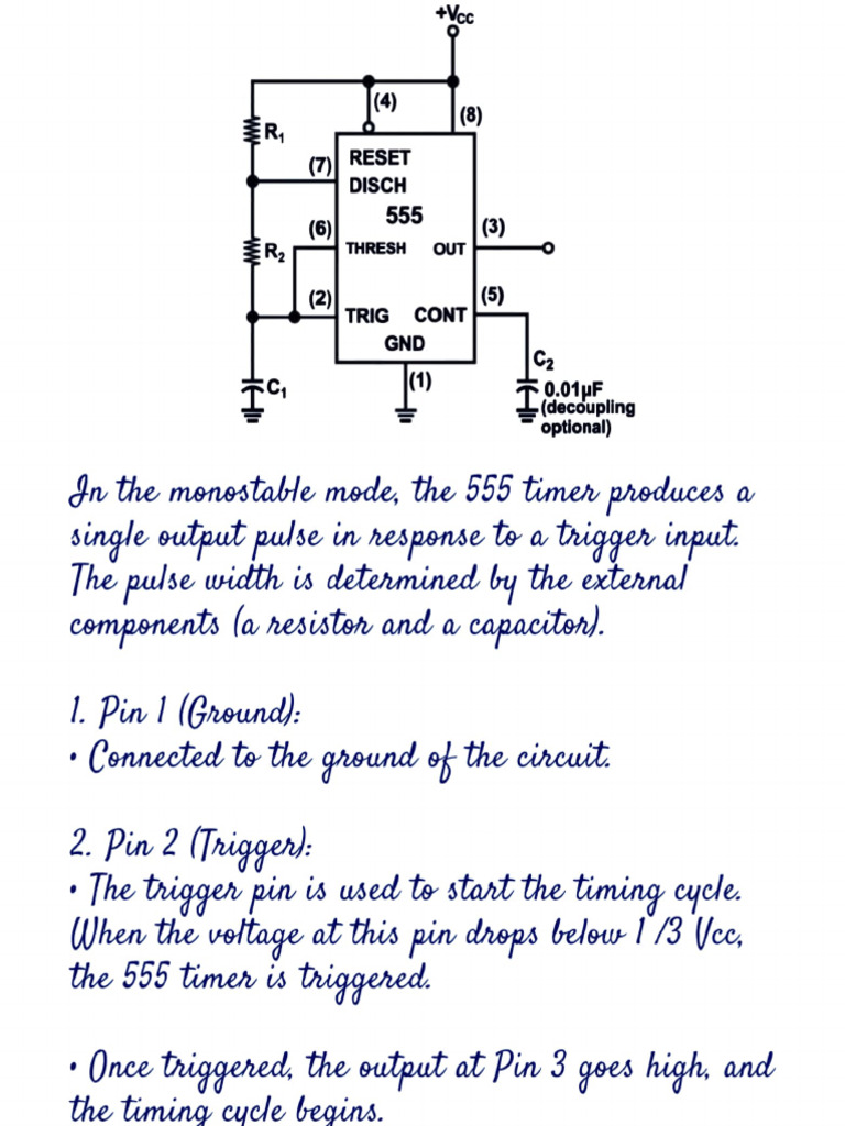 Monostable Vibrator Using 555 Timer | PDF | Capacitor | Electromagnetism