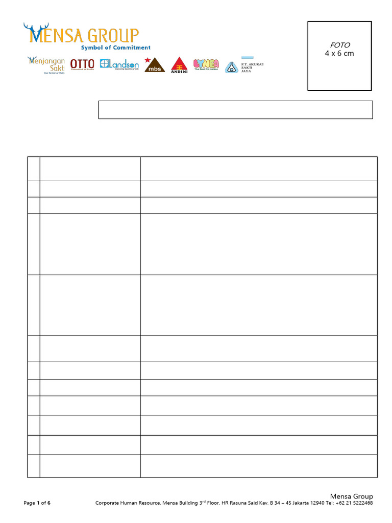 Mensa Group Application Form | PDF
