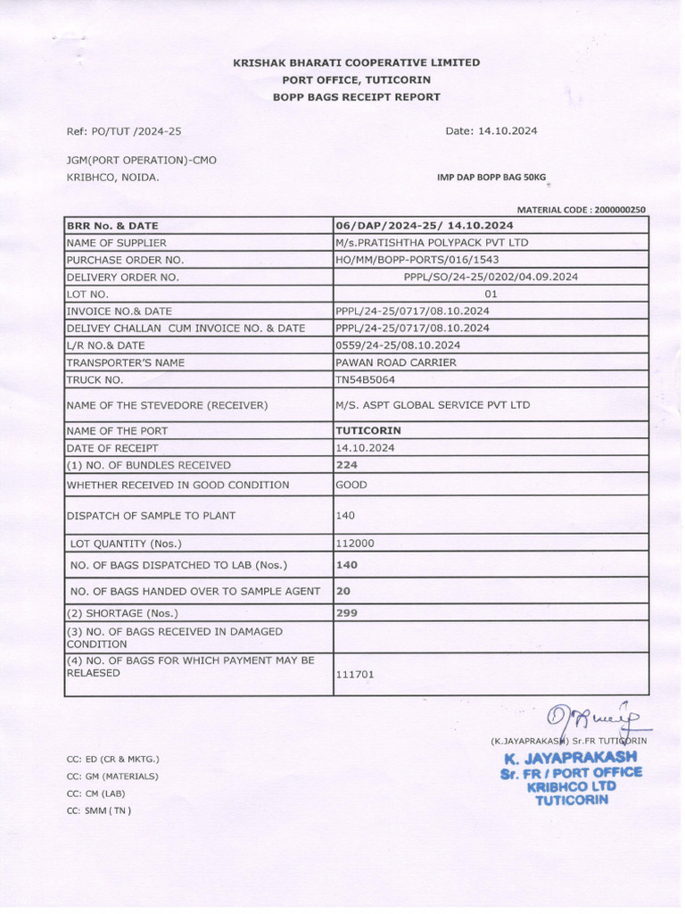 BRR No 06 - Pratishtha Polypack PVT LTD - Dap | PDF