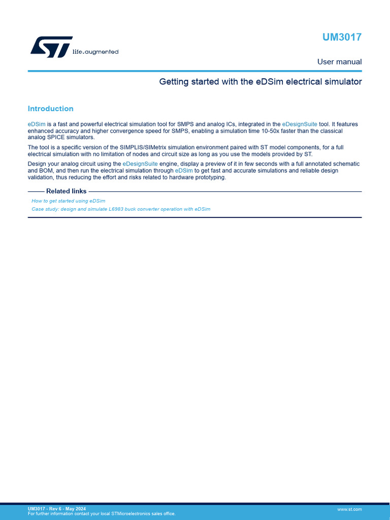 Um3017 Getting Started With The Edsim Electrical Simulator Stmicroelectronics | PDF | Electronic ...
