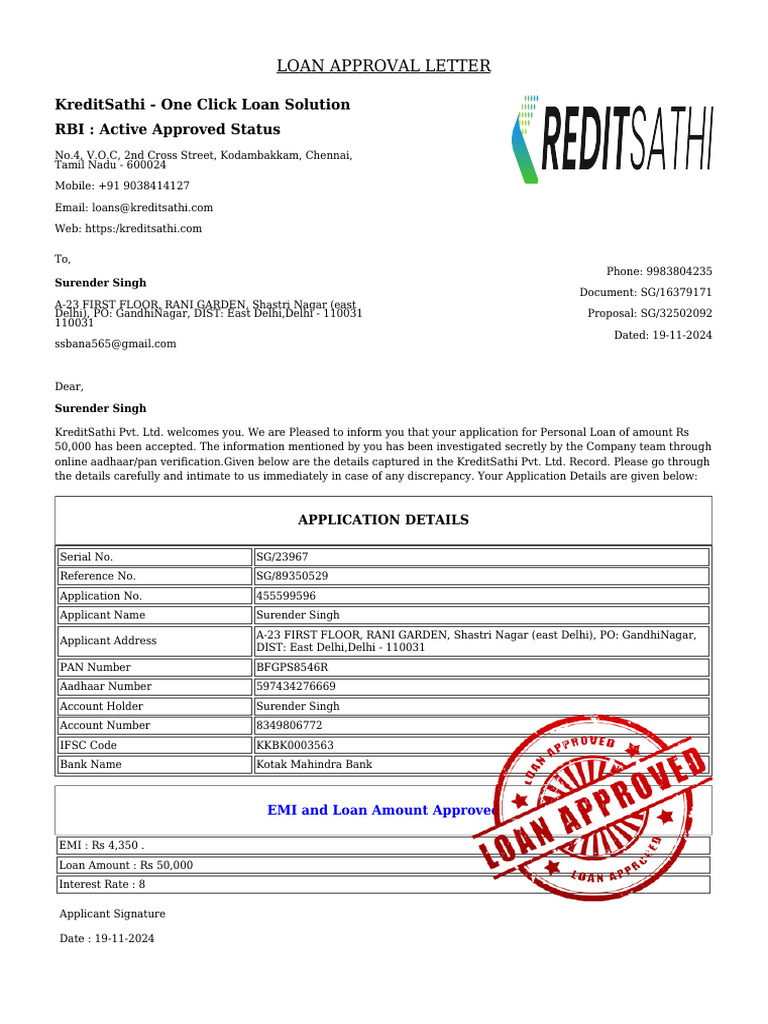 Approval Letter | PDF | Banks | Transaction Account