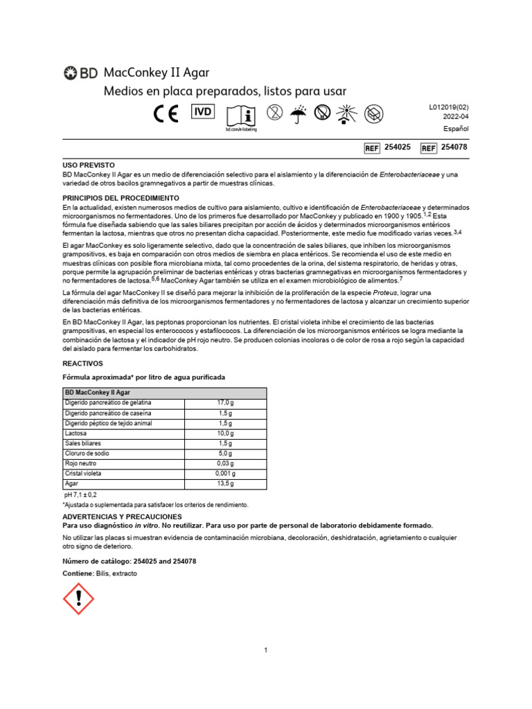 Macconkey Ii Agar Medios en Placa Preparados, Listos para Usar | PDF ...