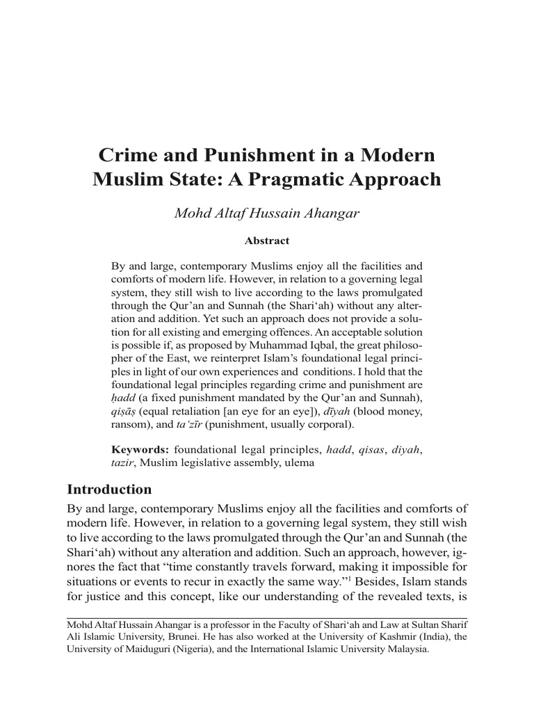 Ojsadmin, Article 3 Crime and Punishment in A Modern | PDF | Islamic Jurisprudence | Jurisprudence