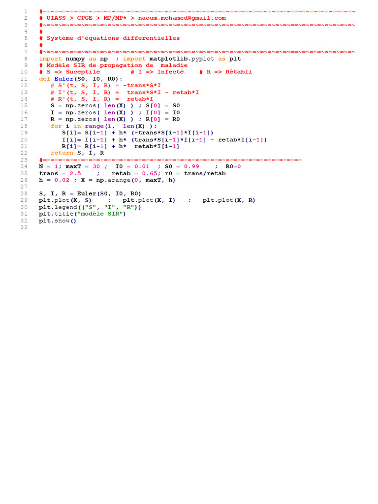 Modèle SIR - Py | PDF | Teaching Methods & Materials
