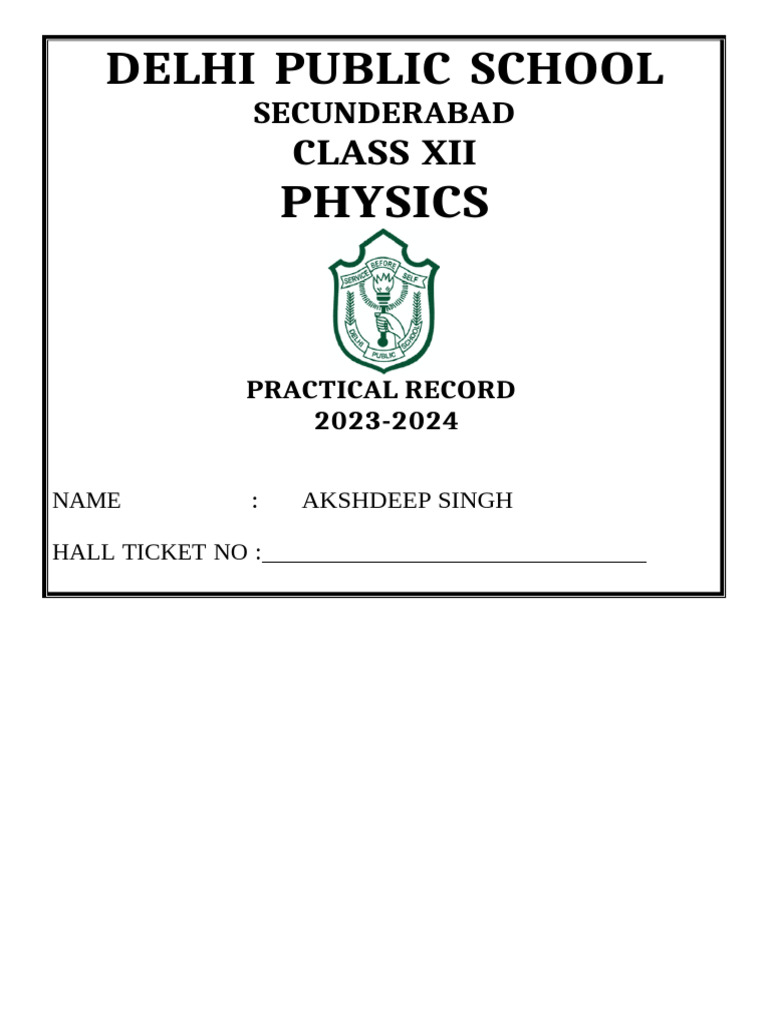 Class XII Physics Practical Record | PDF