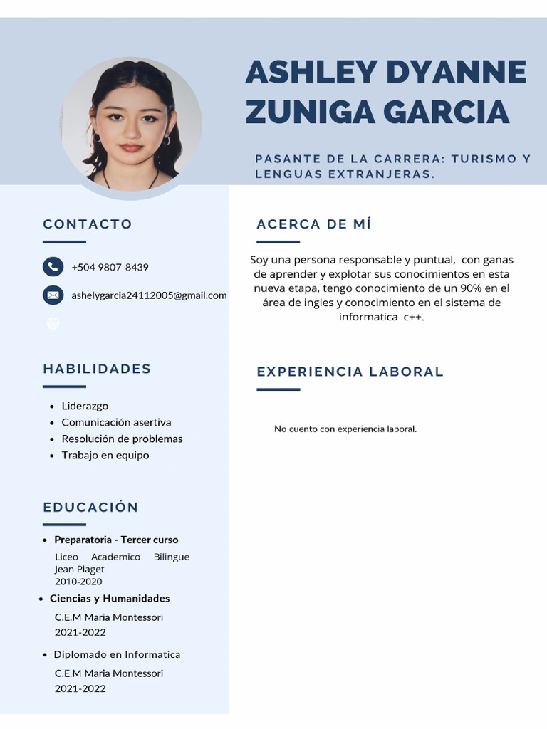 Currículum Vitae CV de Mujer Minimalista Azul | PDF