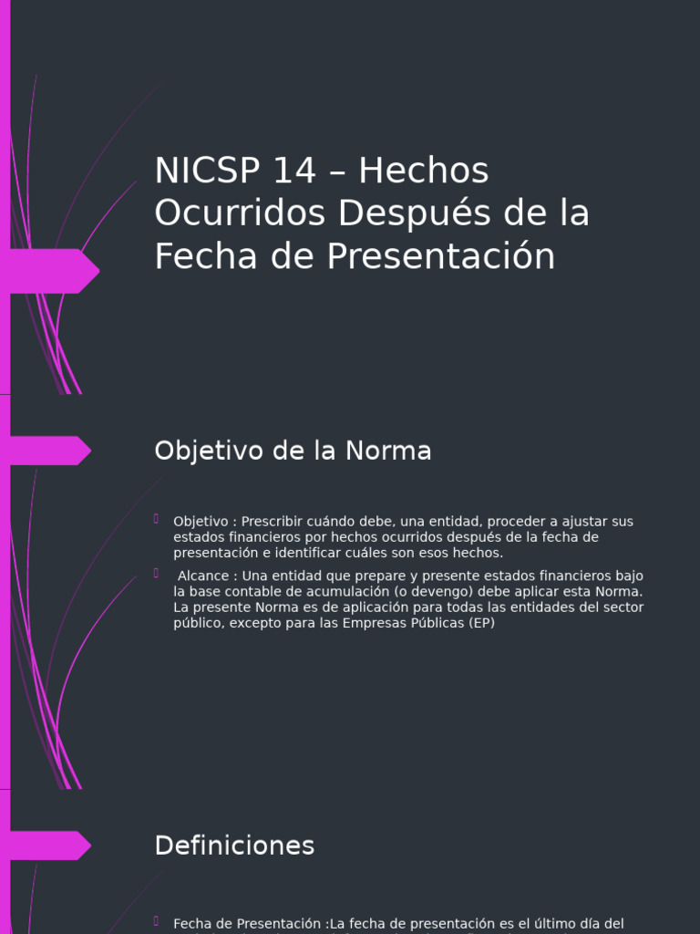 NICSP 14: Ajustes Post-Presentación | PDF | Estado financiero | Contralor
