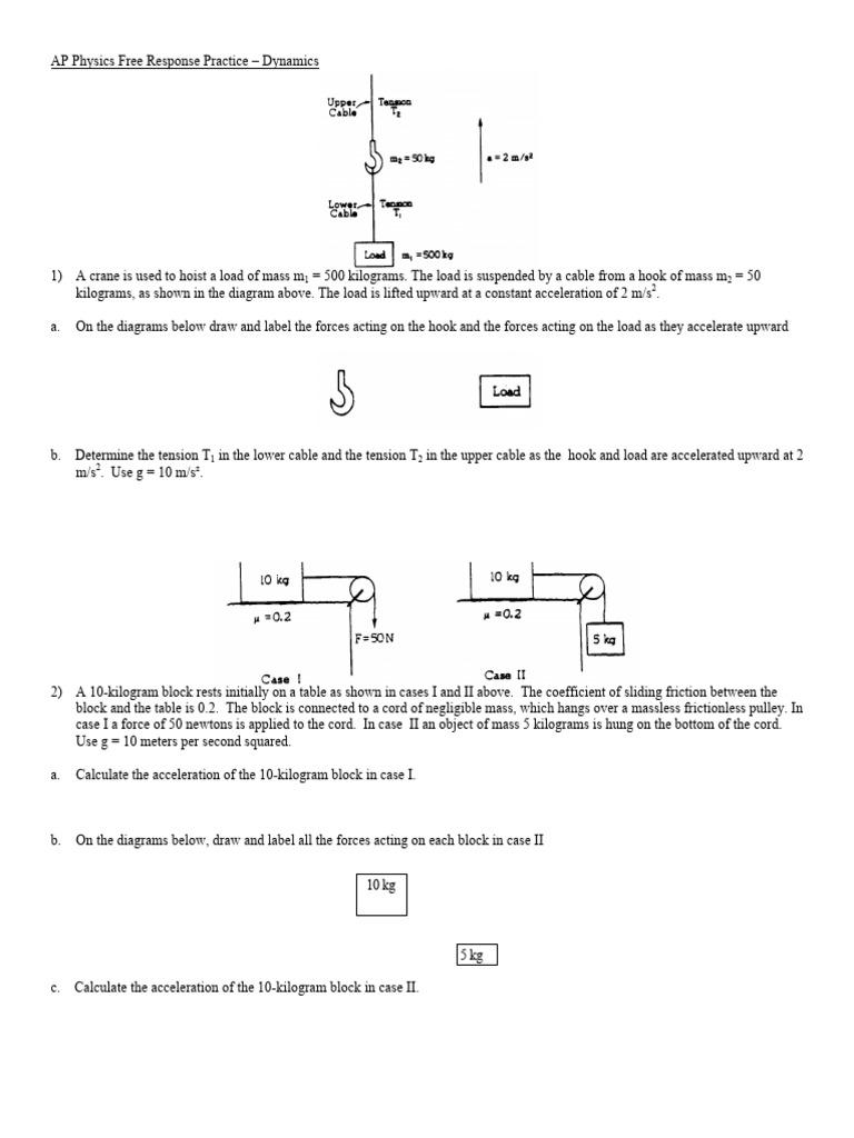 AP Physics Dynamics Free Response Practice | PDF | Force | Slope
