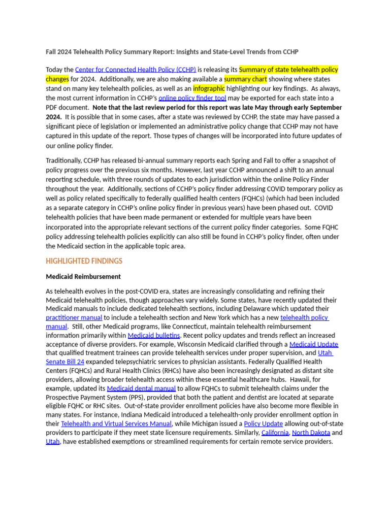 Fall 2024 50 State in Focus FINAL | PDF | Medicaid | Health Economics