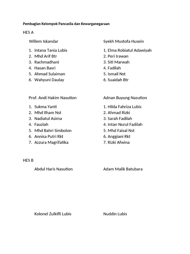 Pembagian Kelompok Pancasila Dan Kewarganegaraan | PDF