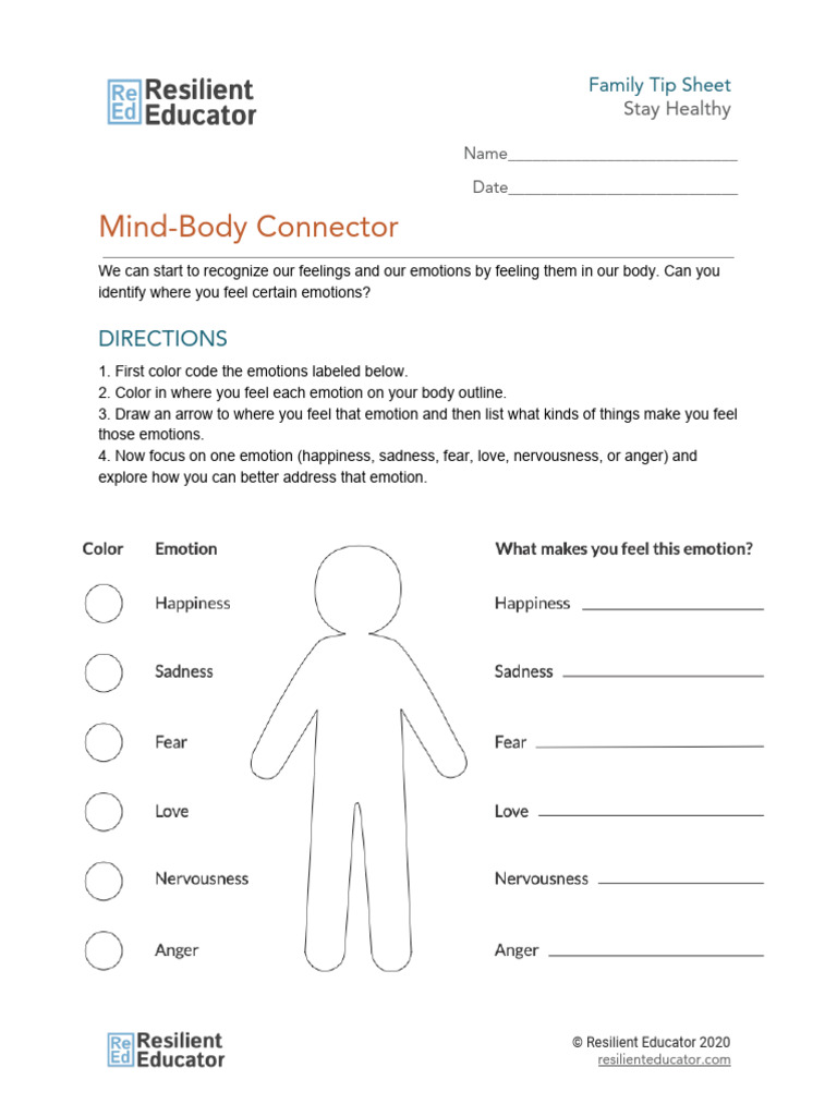 Resilient Educator Student Activity Mind Body Connection | PDF
