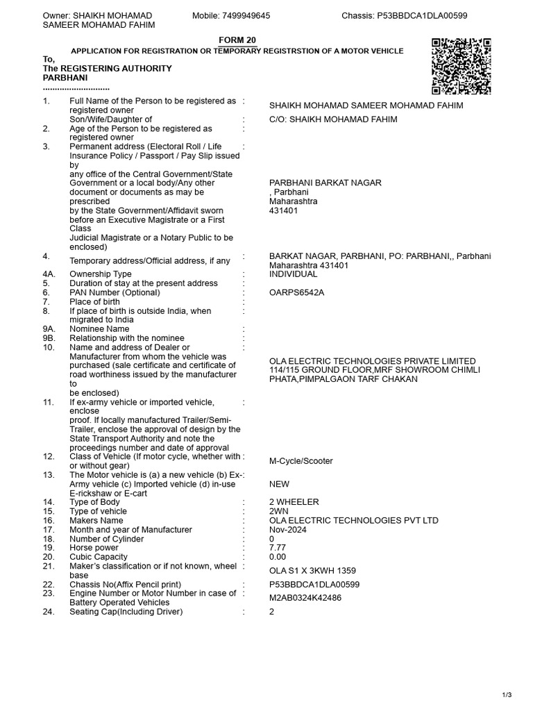 Form20 (1) | PDF | Semi Trailer Truck | Axle