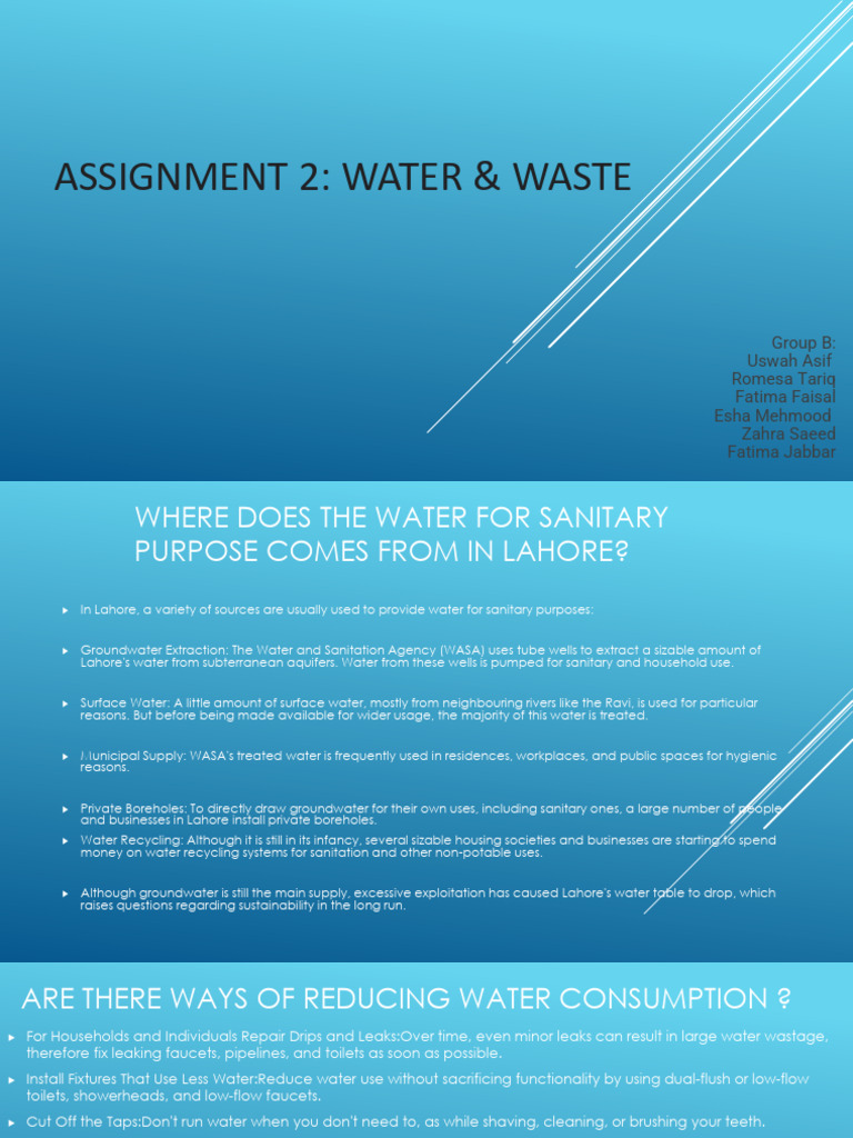 Water and Waste Assignment For Building Services Course. Lahore | PDF ...