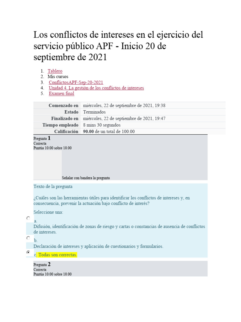Los Conflictos de Intereses en El Ejercicio Del Servicio Publico APF ...