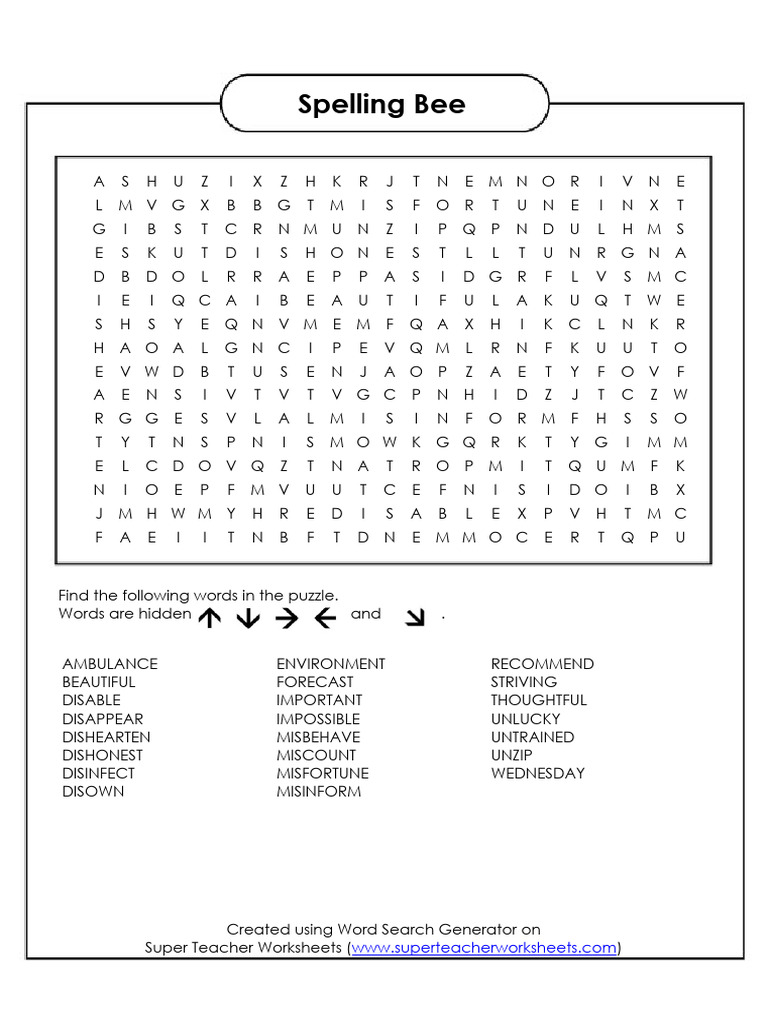 Super Teacher Worksheets Spelling Bee | PDF | Word Puzzles | Puzzles