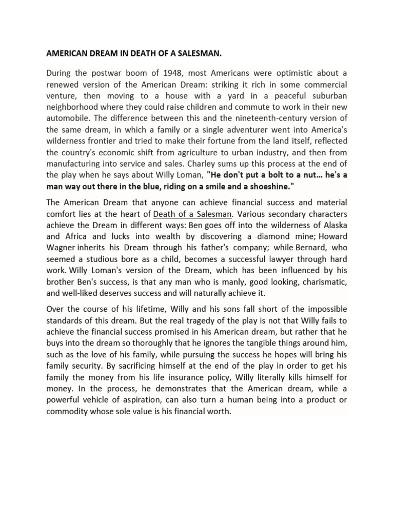 American Dream in Death of a Salesman | PDF | Politics
