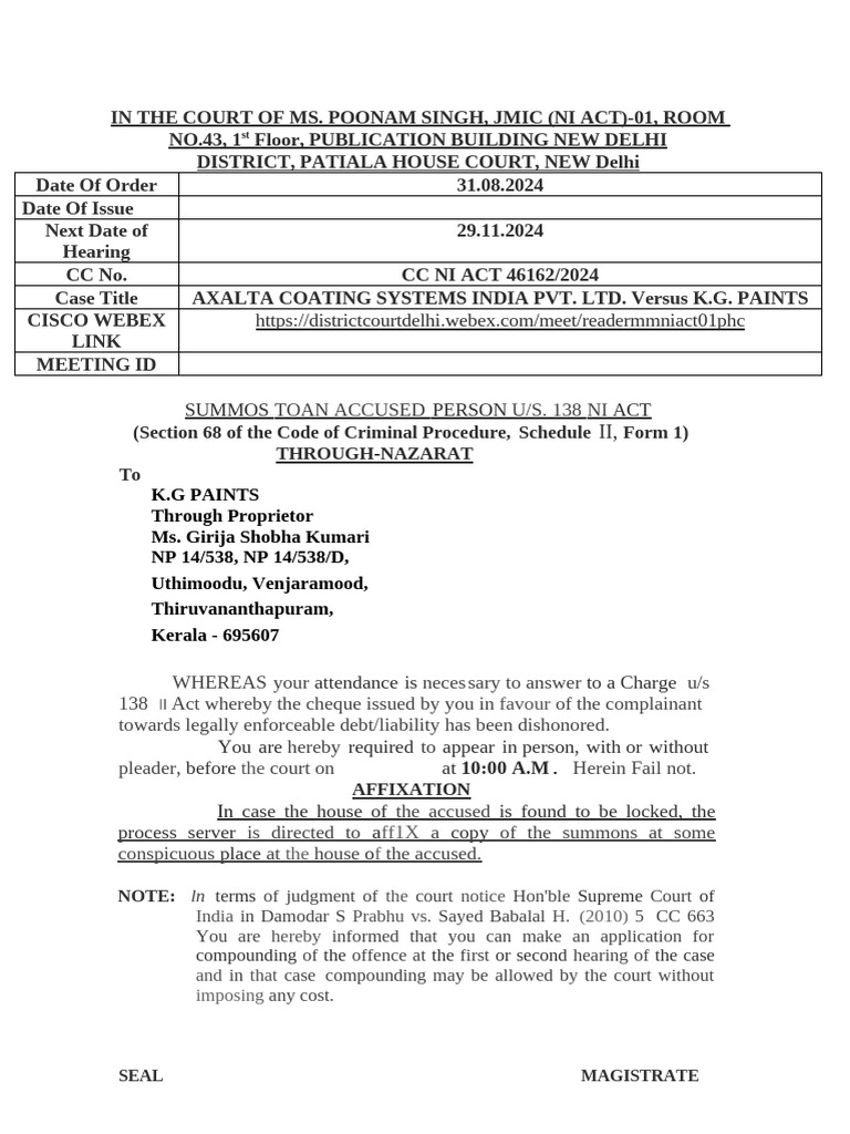 Summons Template | PDF