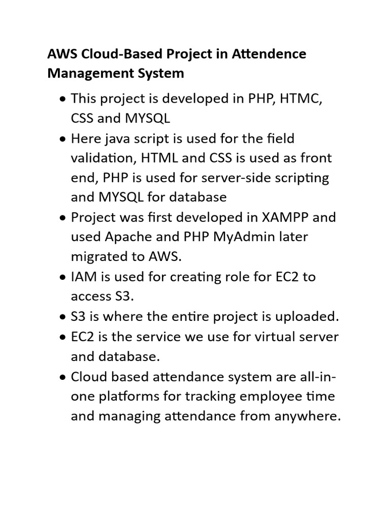 AWS Cloud-Based Project in Attendance Management System | PDF | Cloud Computing | Computing