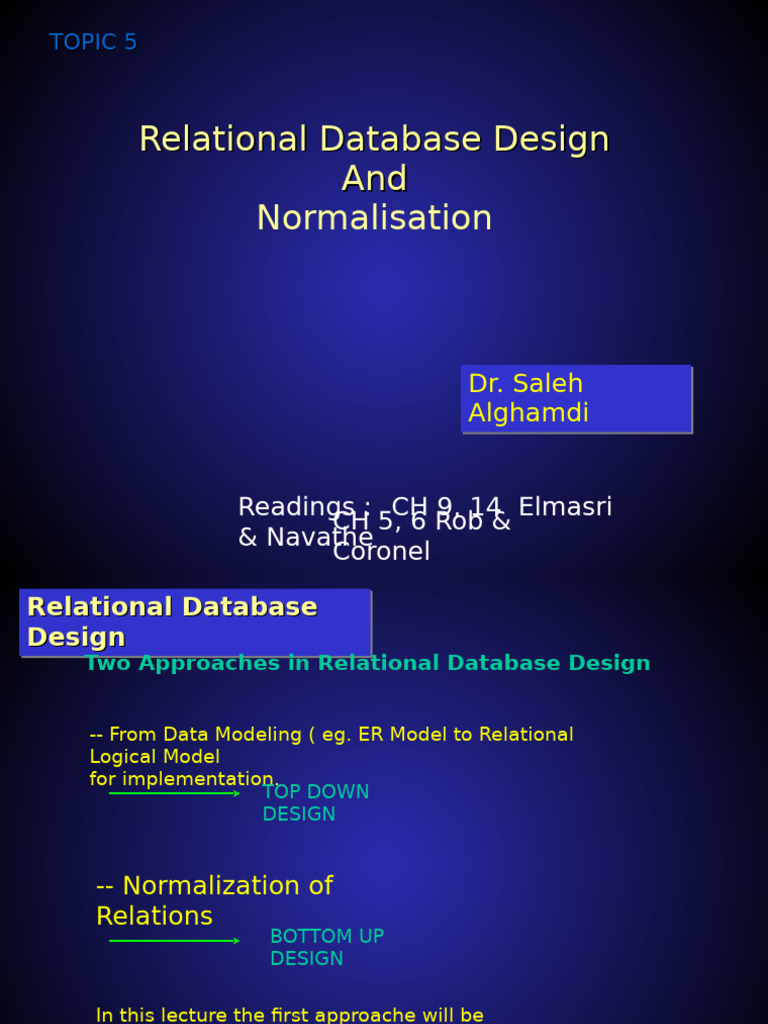 Lecture4 Database Design Part1 | PDF | Relational Model | Relational Database