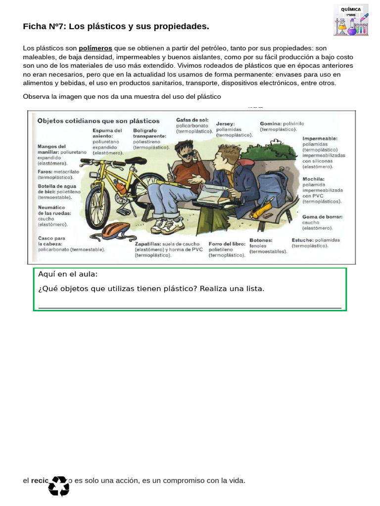 Ficha No7 Propiedades de Los Plasticos. | PDF | El plastico | Reciclaje