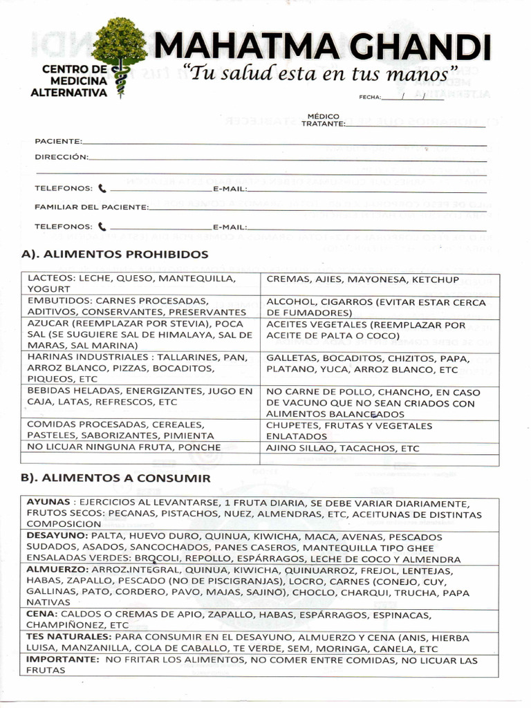 Historia Clinica Maneras de Comer | PDF