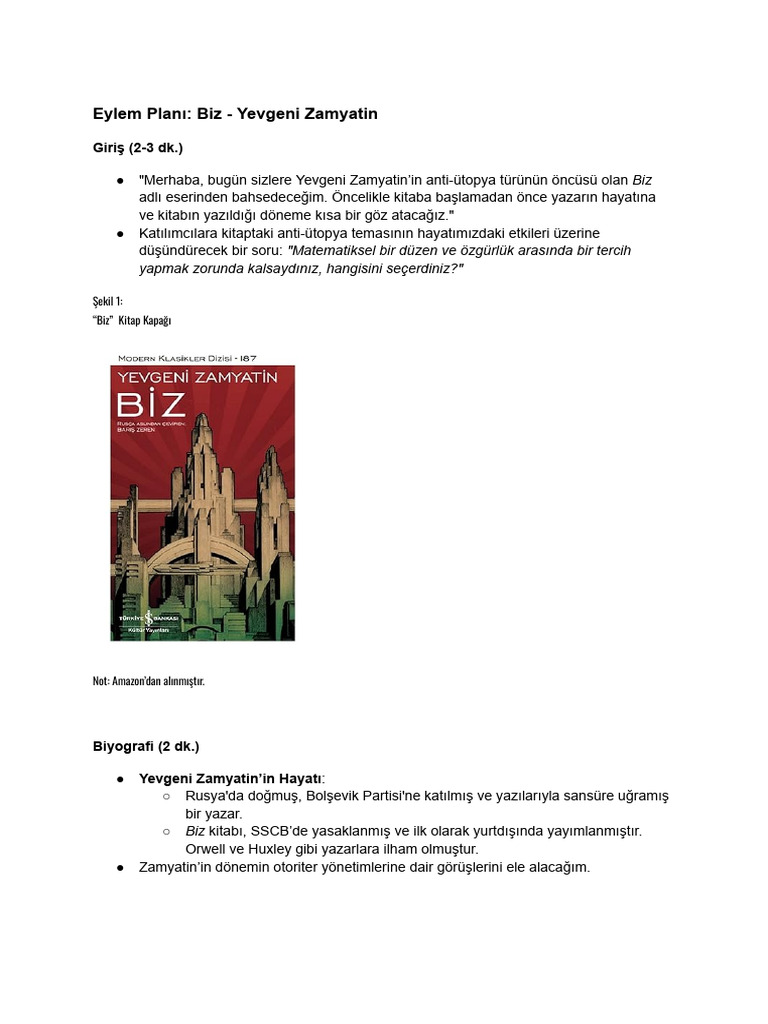 Eylem Planı - Biz - Yevgeni Zamyatin | PDF