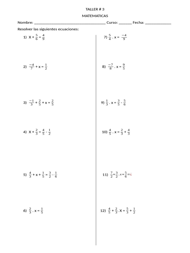 Taller #3 Matematicas 2024 | PDF