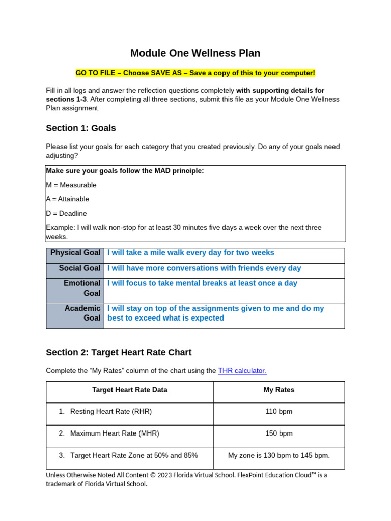 Module One Wellness Plan | PDF | Heart Rate