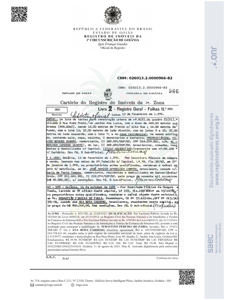 CERTIDÃO DE INTEIRO TEOR | PDF