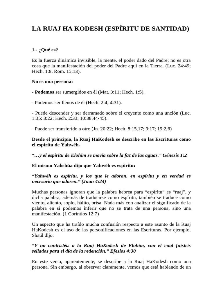 LA RUAJ haKODESH | PDF | espíritu Santo | Tetragrammaton