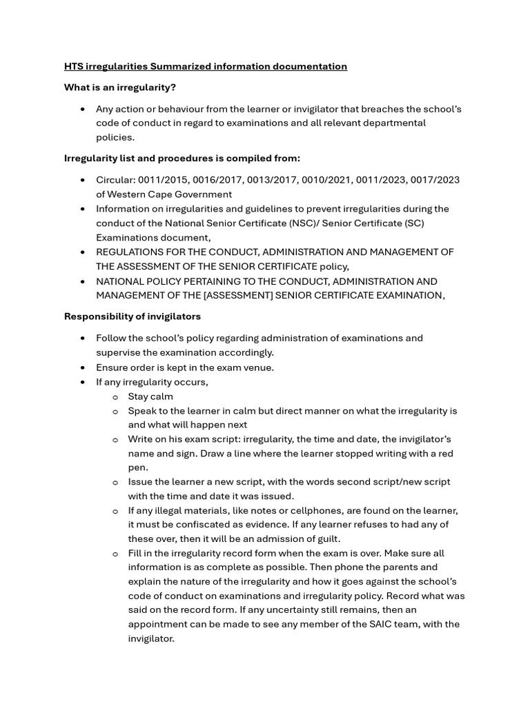 irregularity guide | PDF