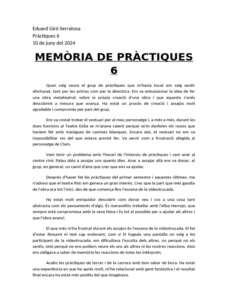 Memòria de Pràctiques 6 | PDF