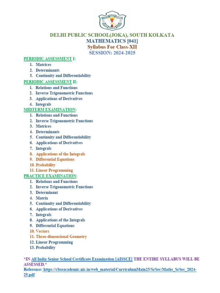 CL Xii 2024-25 - Mathematics | PDF