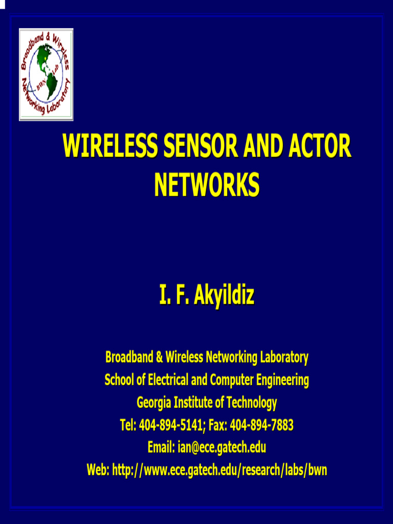 Wireless Sensor and Actor Wireless Sensor and Actor | PDF | Wireless Sensor Network | Computer ...