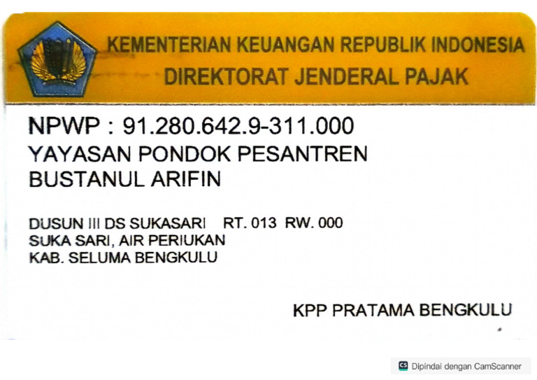 NPWP Yayasan PPBA | PDF