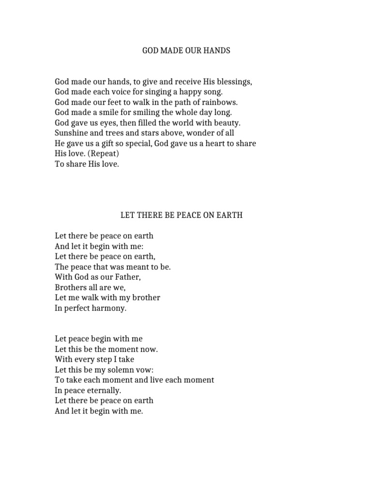 God Made Our Hands | PDF