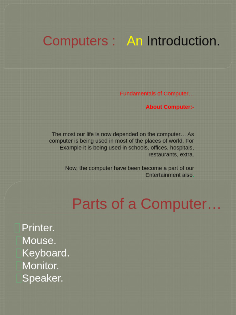 Introduction to Computers Basics | PDF