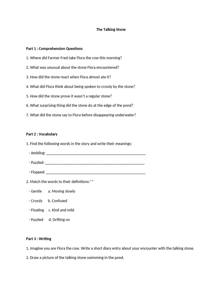 The Talking Stone Questions | PDF