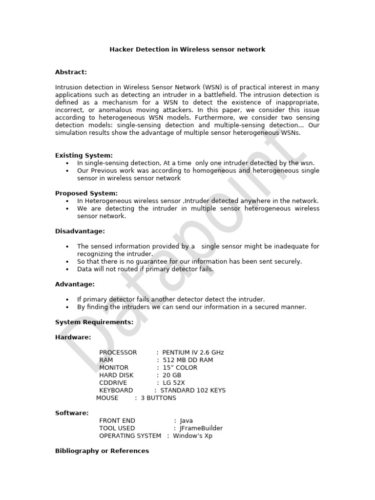 Intrusion Detection In Homogeneous And Pdf Wireless Sensor Network Office Equipment