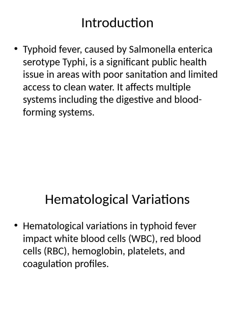 Detailed Hematological Variations Typhoid Fever Defense | PDF | Anemia ...