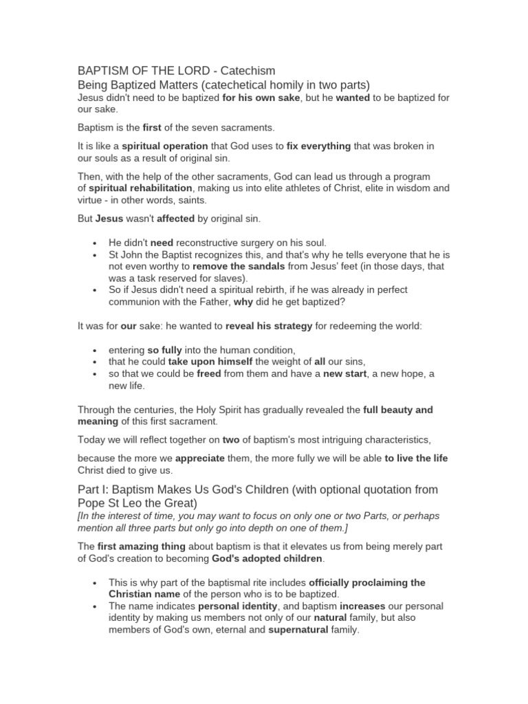 BAPTISM OF THE LORD | PDF | Baptism | Sacraments
