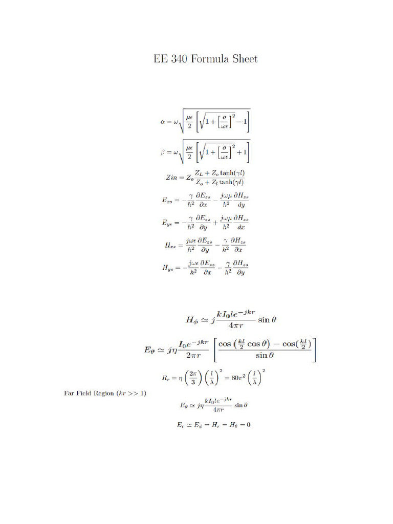 Formula Sheet | PDF