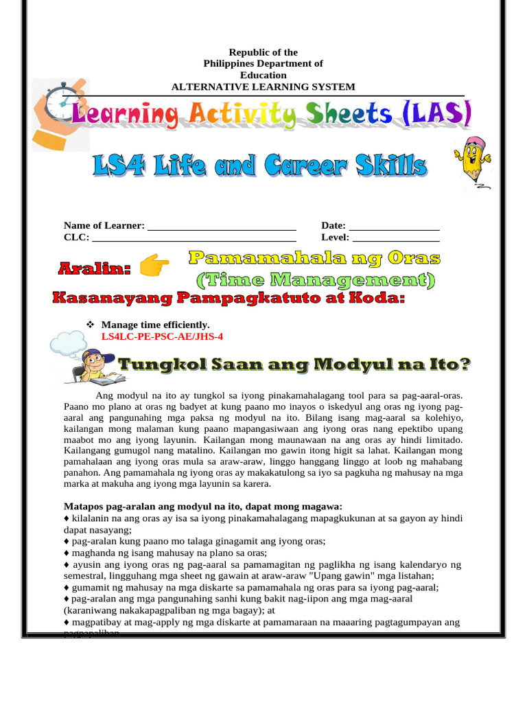 LS4 LAS Time Management | PDF