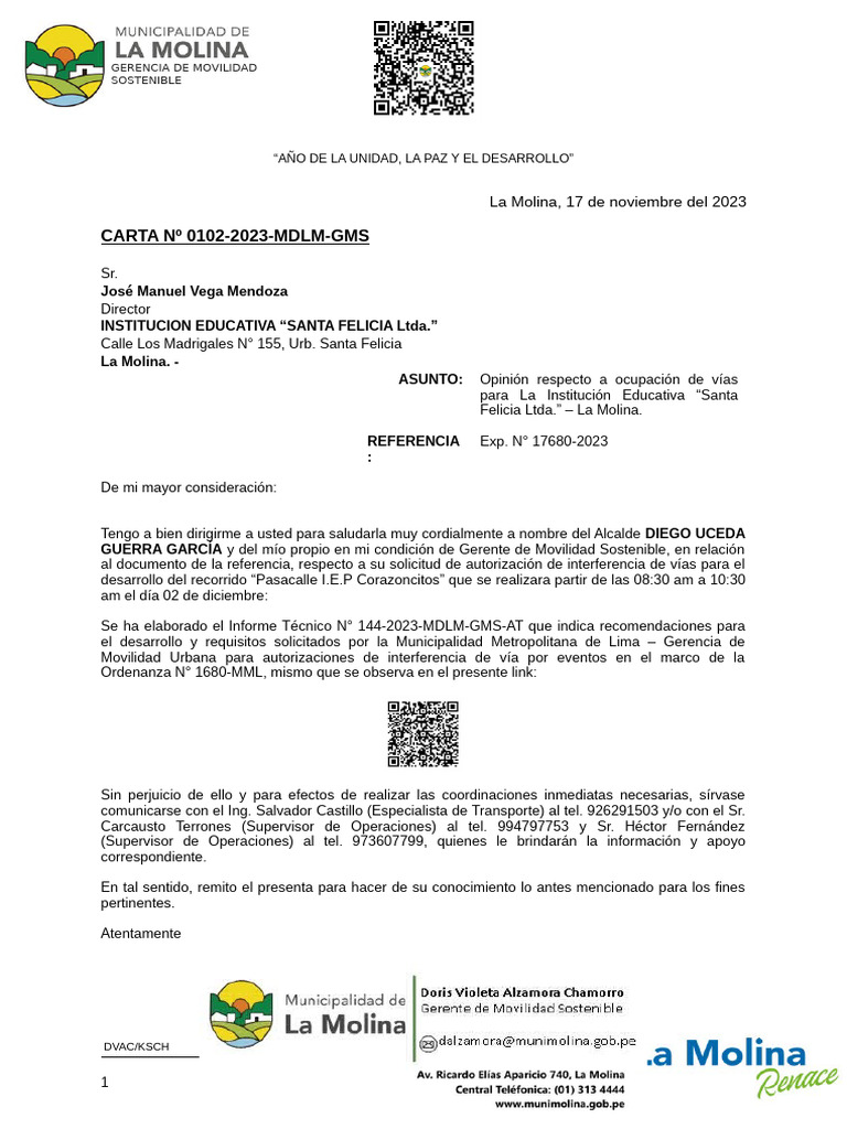 Carta #0101-2023-MDLM-GMS | PDF