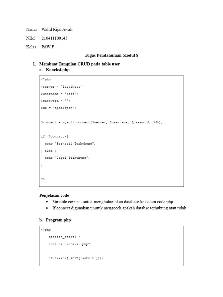 21-143 Walid Rijal Awali TP8 | PDF
