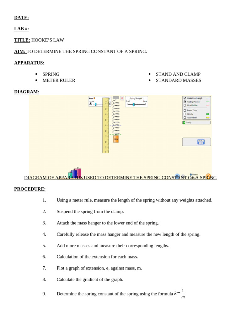Determine Spring Constant Using Hooke's Law | PDF | Science & Mathematics