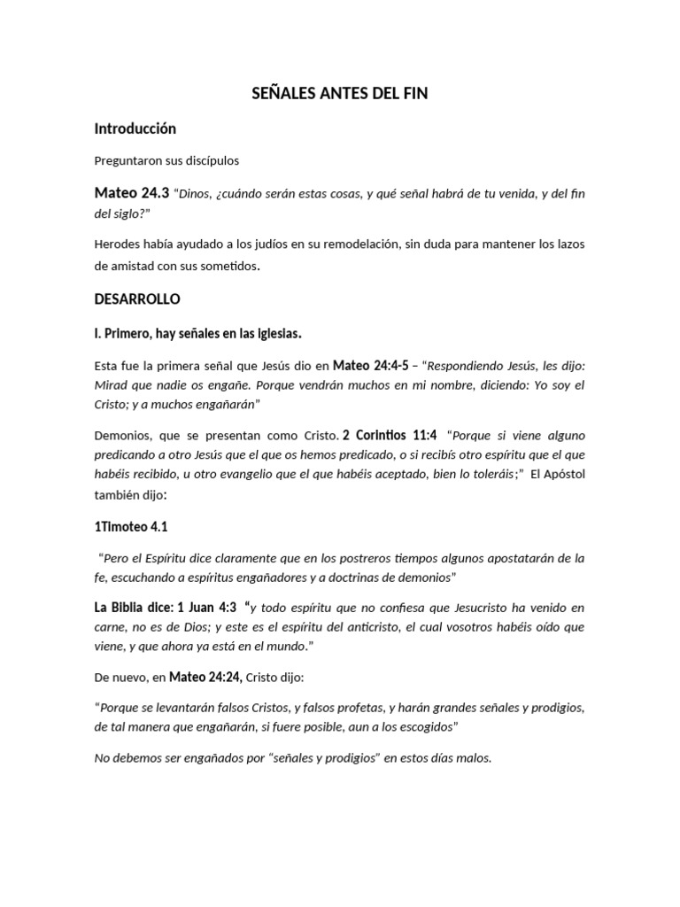 Señales del Fin y el Rapto Bíblico | PDF | Éxtasis | Cristo (título)