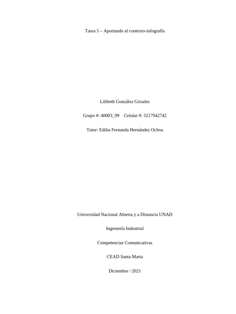 Tarea 5 - Aportando Al Contexto - Lilibeth González | PDF | Agua | Business
